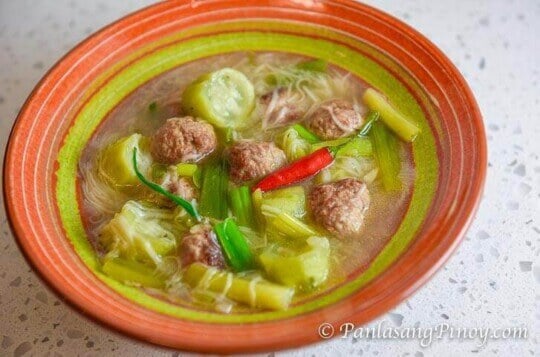 Misua with Patola and Meatballs - Panlasang Pinoy