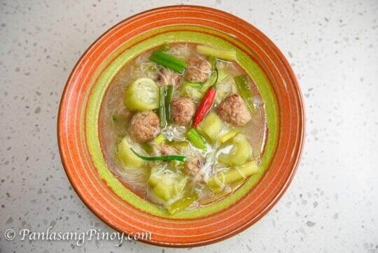 Misua with Patola and Meatballs - Panlasang Pinoy