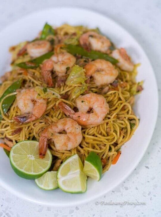 Shrimp and Chicken Pancit Canton - Panlasang Pinoy