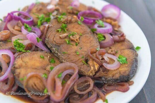 Tanigue Fish Steak ala Bistek - Panlasang Pinoy