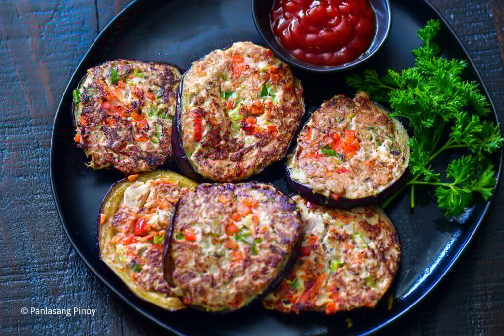 Relyenong Talong with Tuna - Panlasang Pinoy