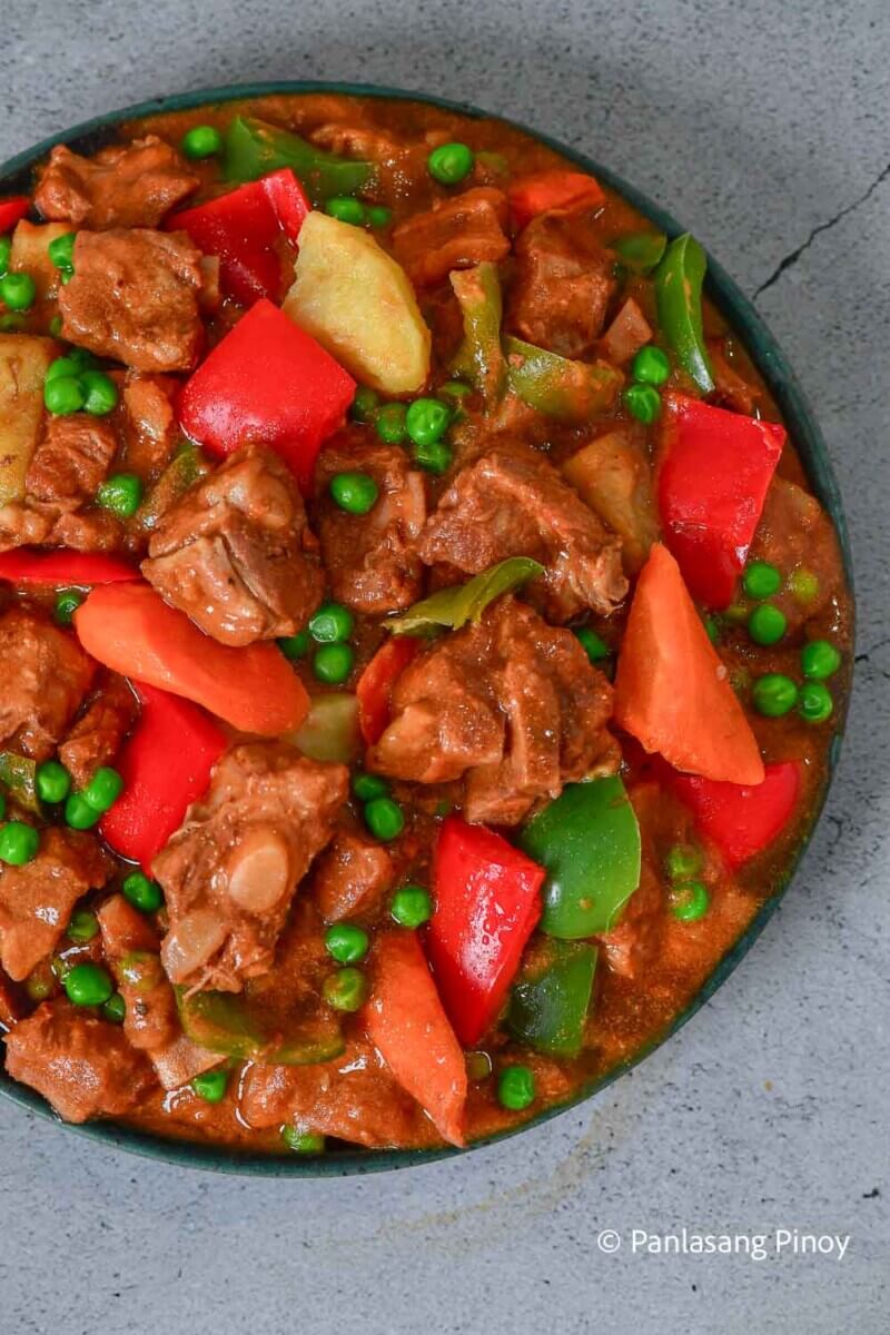 Cheesy Pork Caldereta - Panlasang Pinoy