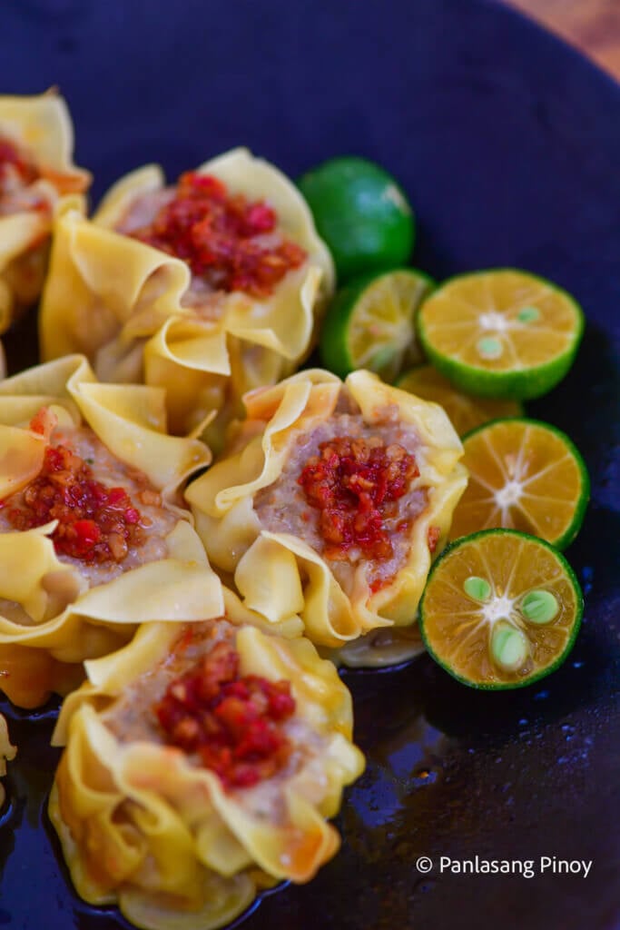 Siomai (Pork and Shrimp) with Chili Garlic Oil - Panlasang Pinoy