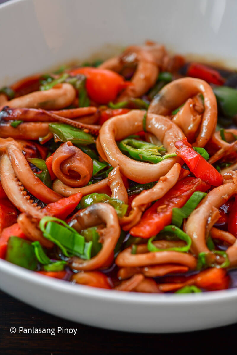 Squid Stir-Fry in Oyster Sauce - Panlasang Pinoy