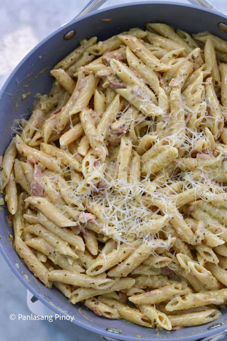 Tuna Pesto Pasta Recipe Creamy Version - Panlasang Pinoy