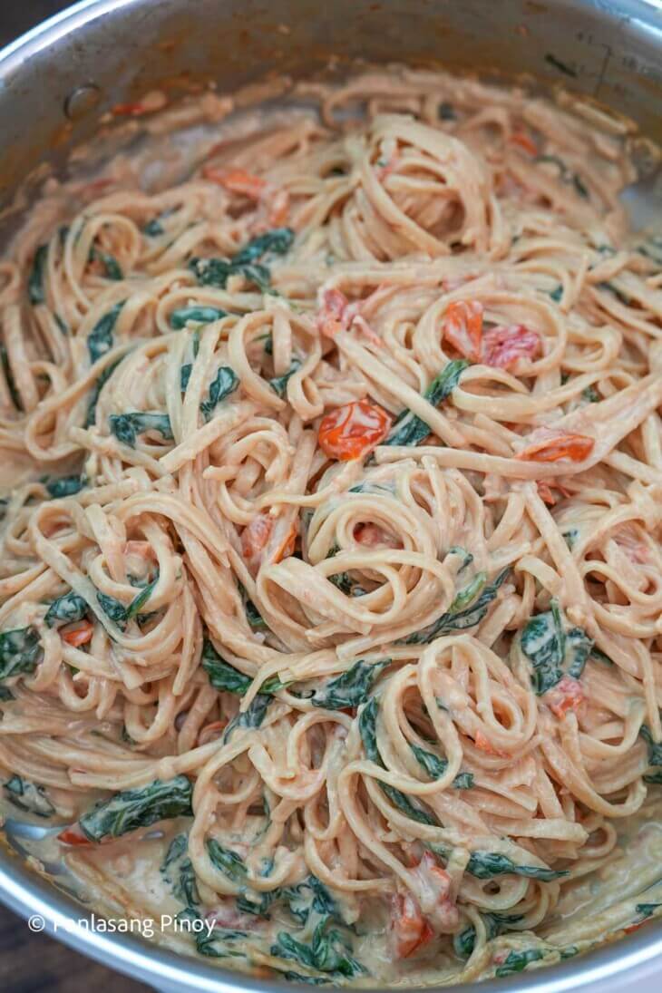 Creamy Tomato and Spinach Pasta - Panlasang Pinoy